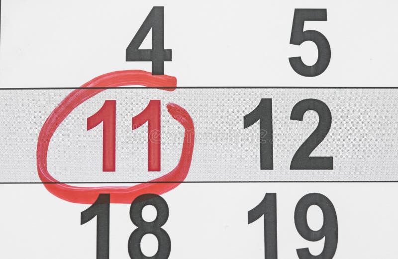 Red Color. Mark on the Calendar at 11 Stock Photo - Image of date, plan ...