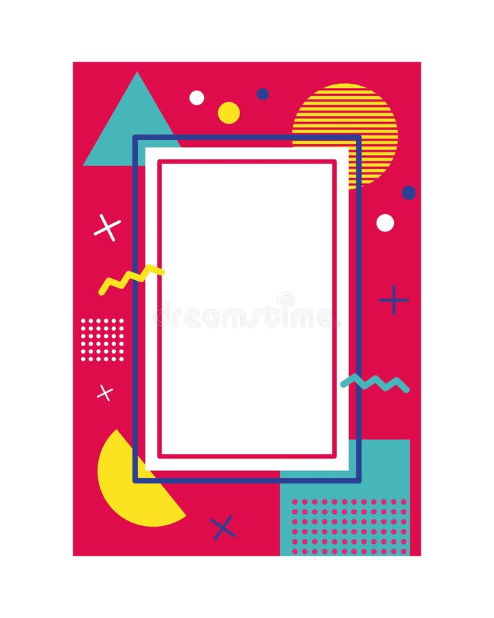 Red Color Memphis Style Background with Rectangle Stock Vector ...