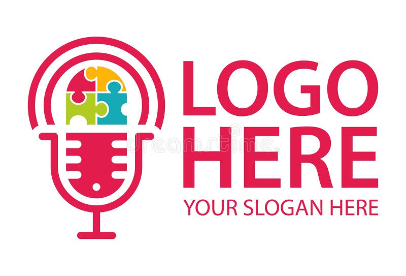 Red Color Mic with Colorful Jigsaw Logo Design Stock Vector ...