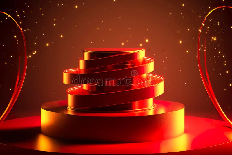 Red Color Minimal Wall Scene . Product Display Presentation. Geometric ...