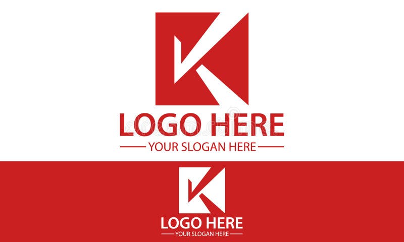Red Color Negative Space Initial Square Letter K App Logo Design Stock ...