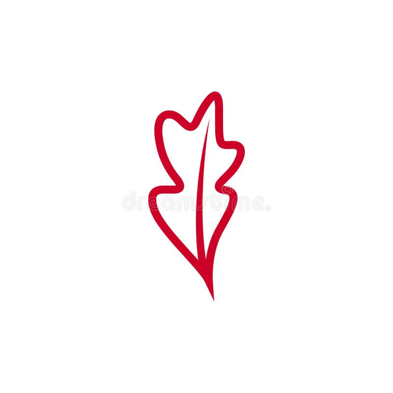 Red Color OAK Leaf Icon Logo Design Vector Stock Vector - Illustration ...