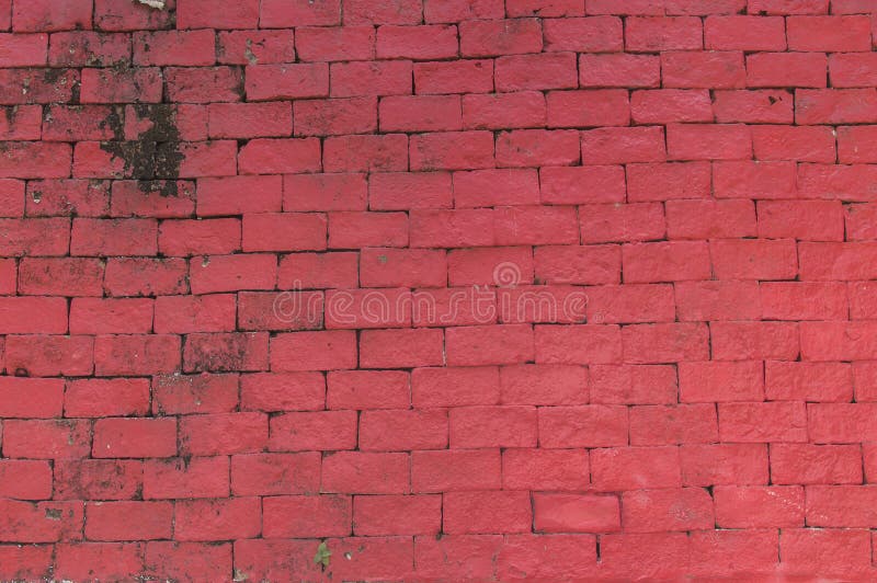 Red Color Painted Brick Wall Texture. Stock Photo - Image of wall ...
