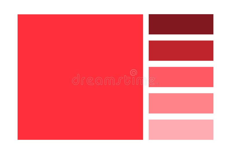 Red Color Palette. Vertical Swatch Layout. Warm Tone Gradient. Vector ...
