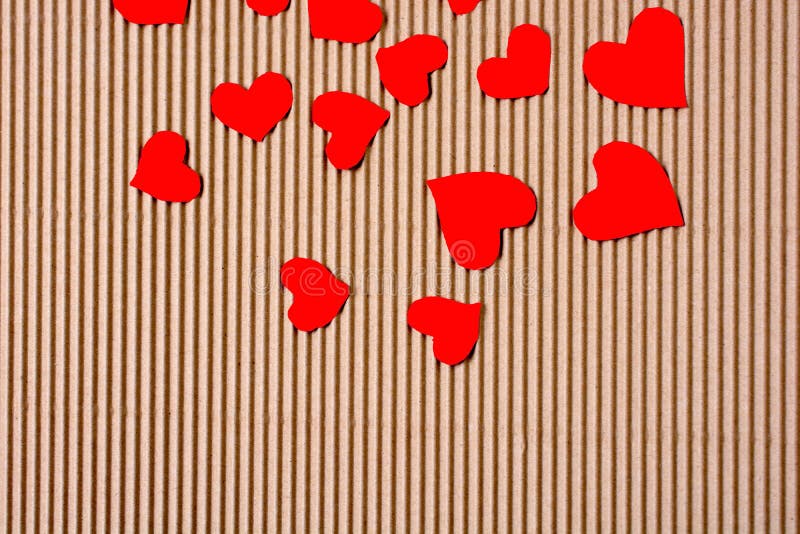 Red Color Paper Hearts on a Brown Cardboard Stock Photo - Image of ...