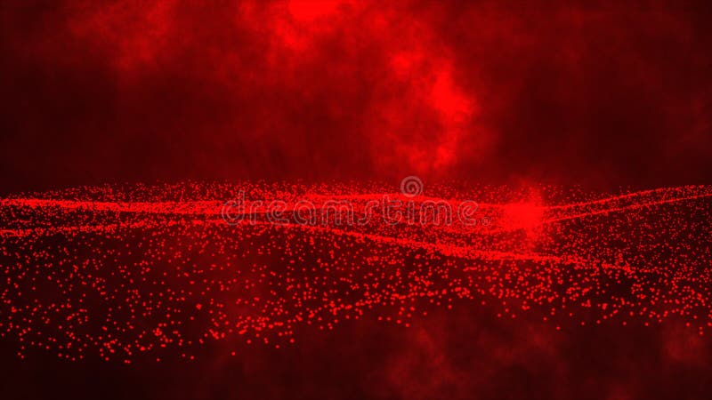 Red Color Particles Dots Wave Flowing Over Dark. 3d Rendering Stock ...