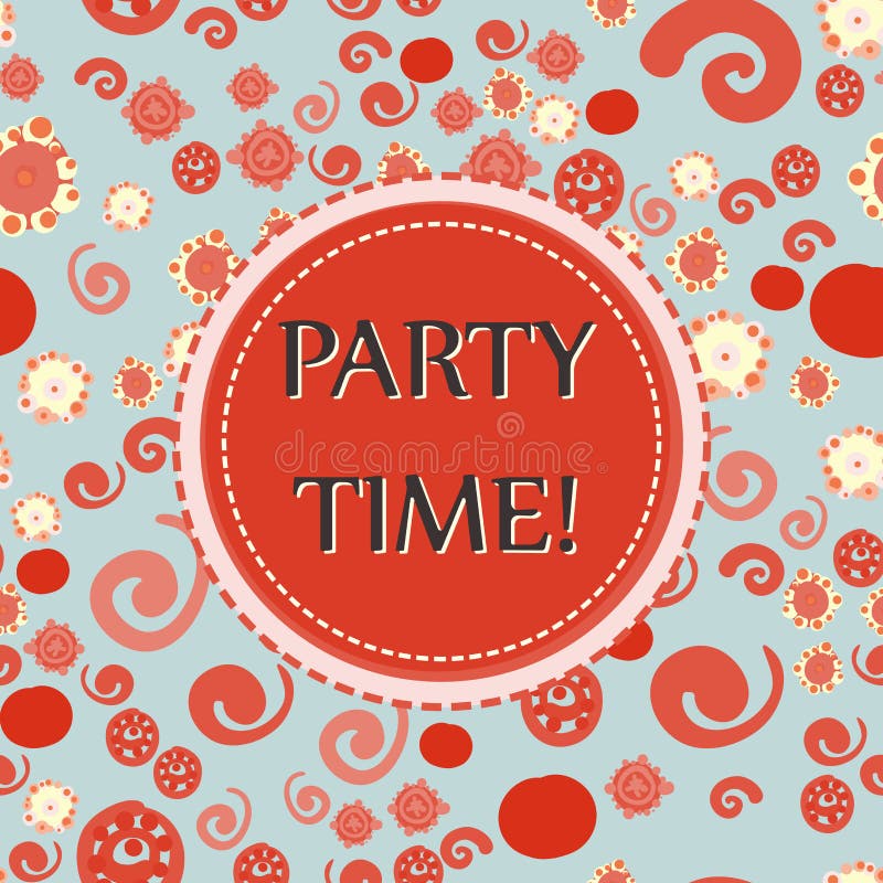 Red Color Party Time Vector Seamless Pattern with Hand Drawn Doodle ...