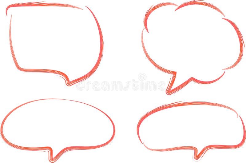 Red Color Pattern Decorative Doodle Speech Bubbles Stock Illustration ...