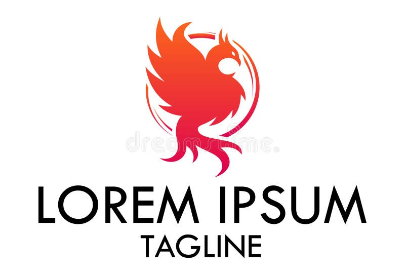 Red Color Phoenix Bird with Spread Wing Logo Design Stock Vector ...