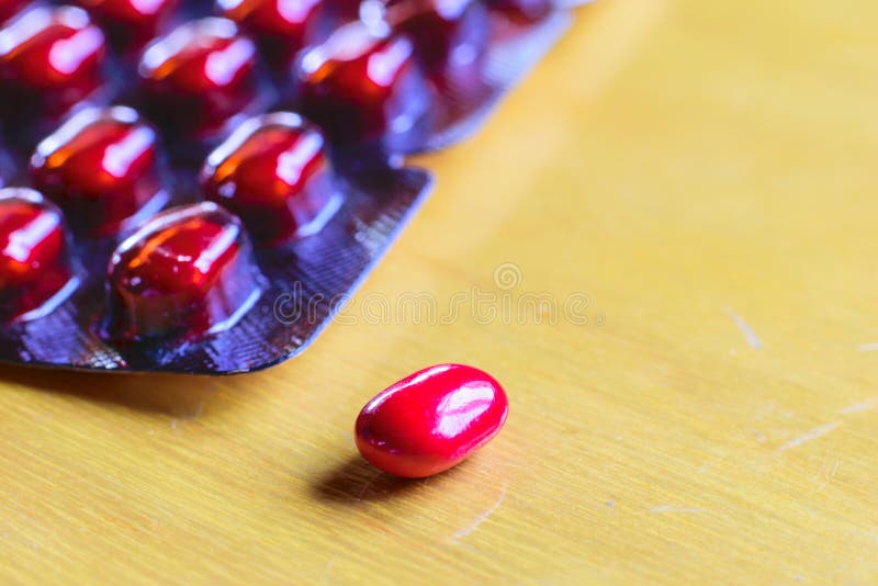 Red color pills stock photo. Image of pill, vitamin, prescription ...