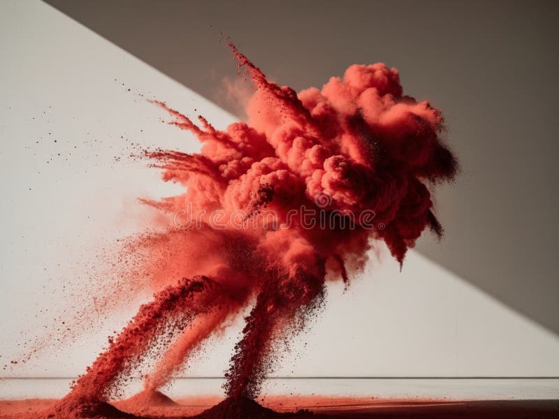 Red Color Powder Burst Creating Striking Cloud Effect Stock Photos ...