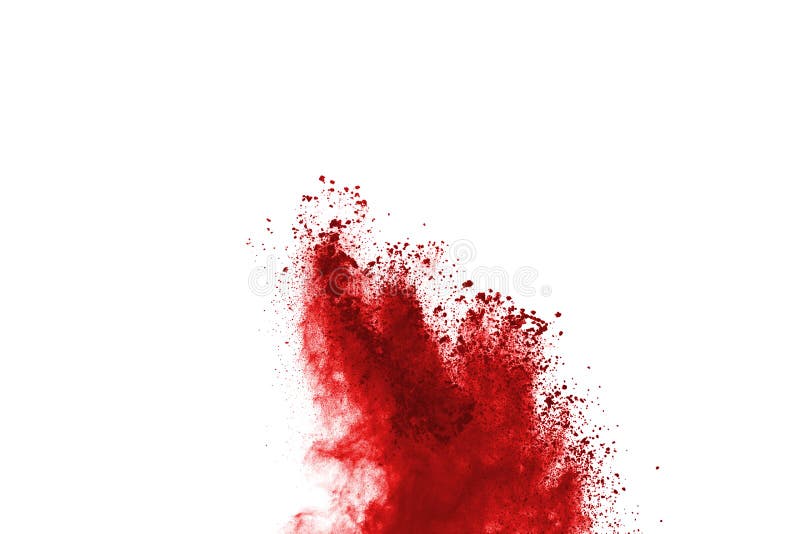 Red Color Powder Explosion on White Background. Stock Photo - Image of ...
