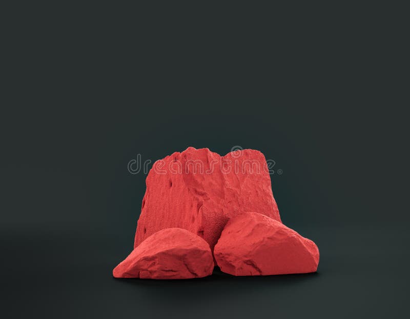 Red Color Rocks on a Dark Background for Product Displays with Copy ...