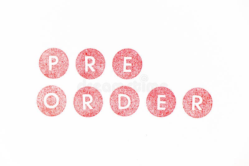 Red Rubber Stamp in Word Pre Order on White Paper Background Stock ...
