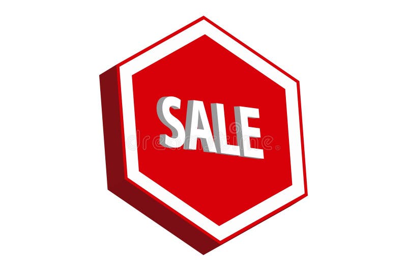 Red Color Sales Logo Tag 3d Design Polygon Shape Stock Vector ...