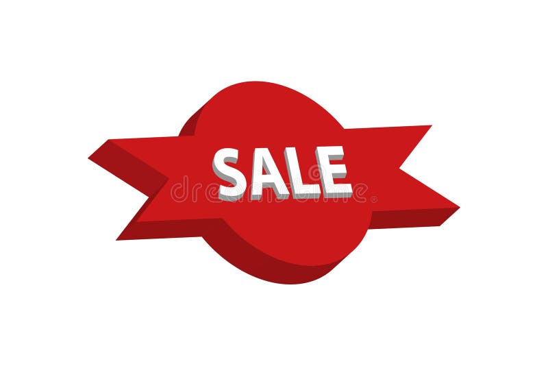 Red Color Sales Logo Tag 3d Shape Stock Vector - Illustration of ...