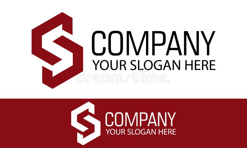 Red Color Simple Negative Space Initial Letter S Design Stock Vector ...