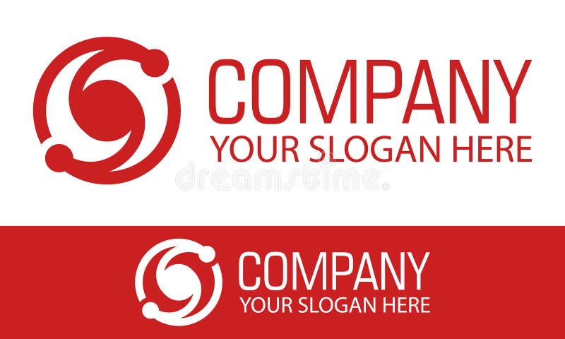 Red Color Simple Tech Line Art Circle Rotate Logo Design Stock Vector ...