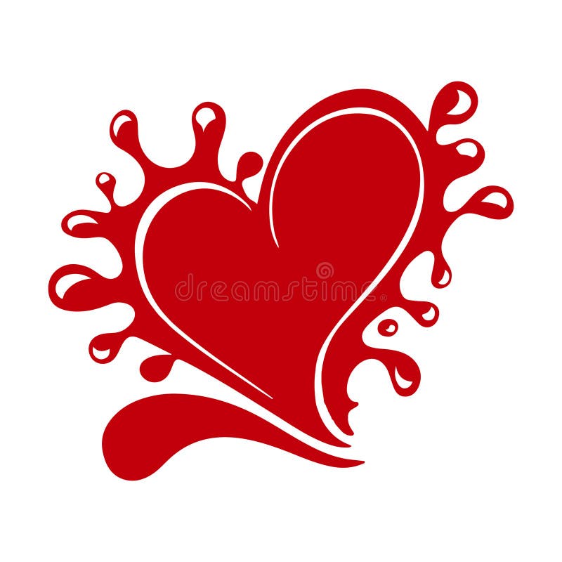 Red Color Splash in Heart Shape at the Top and a Curving Line at the ...