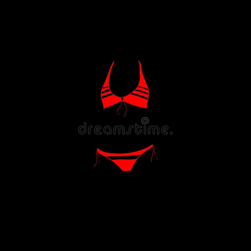 Red Color String Bikini Wallpaper with Black Background Stock ...