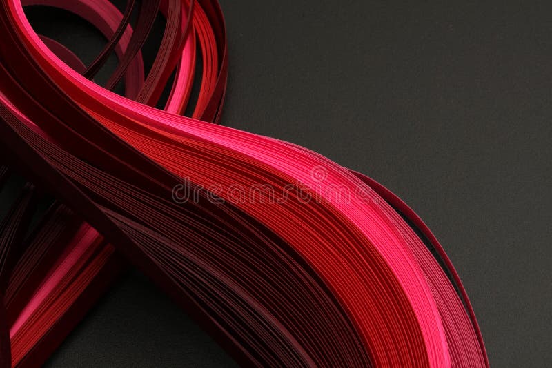 Red Color Strip Wave Paper. Abstract Texture Black Background Stock ...