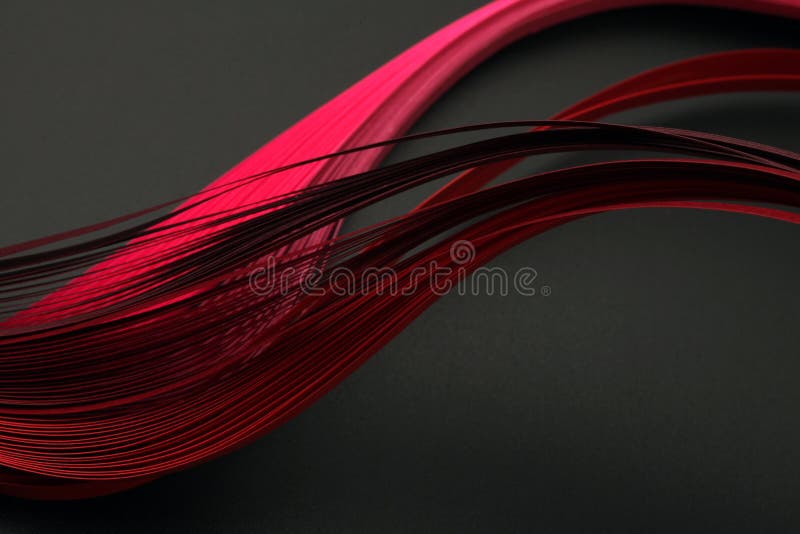 Red Color Strip Wave Paper Abstract Texture Black Background Stock ...