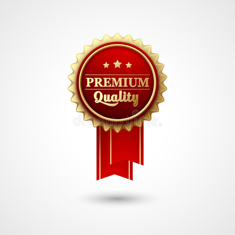 Red Color Vector Award Badge and Ribbon Stock Vector - Illustration of ...