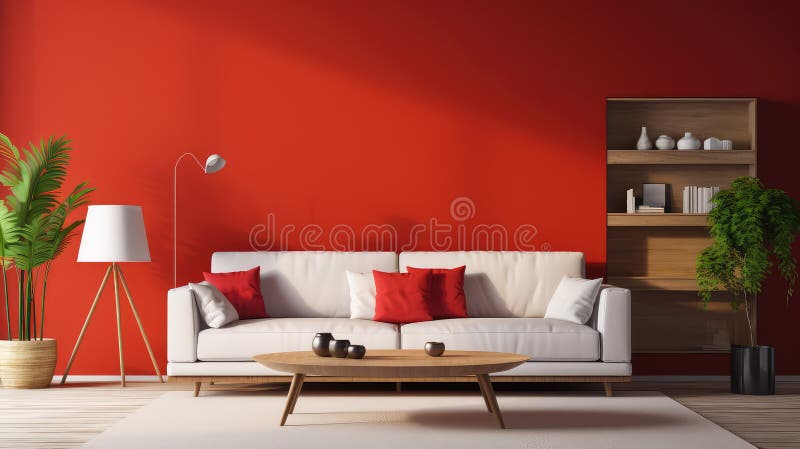 Red color wall home stock illustration. Illustration of accent - 369728026