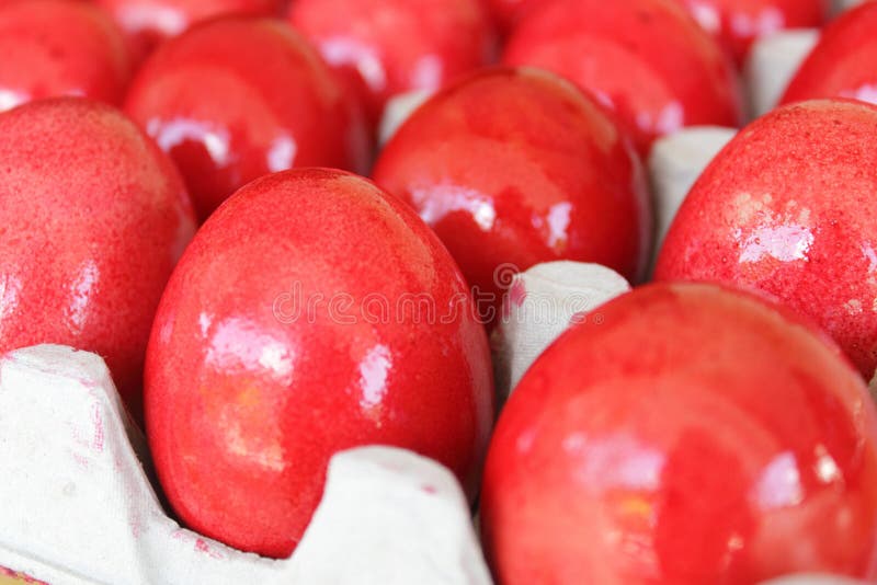 Red Colored Eggs stock image. Image of object, painted - 12154831