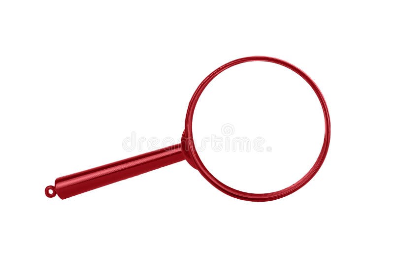 Red Colored Magnifier Isolated on White Background. Magnification Tool ...