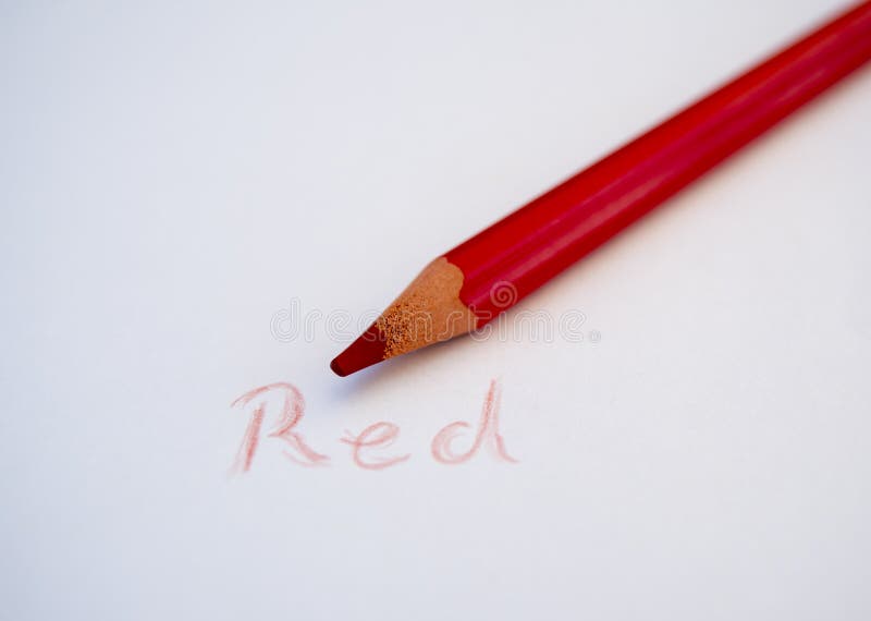Red Colored Pencil on White Background Stock Photo - Image of paper ...
