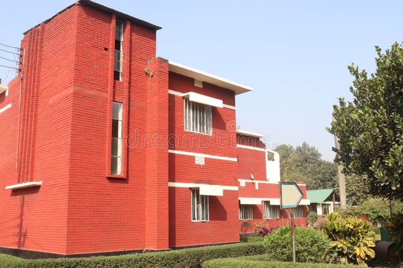 Red Colored Resort Building on Park Stock Photo - Image of style ...
