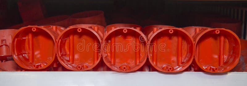 Red-colored Sockets for Mounting Switch Sockets Arranged in a ...