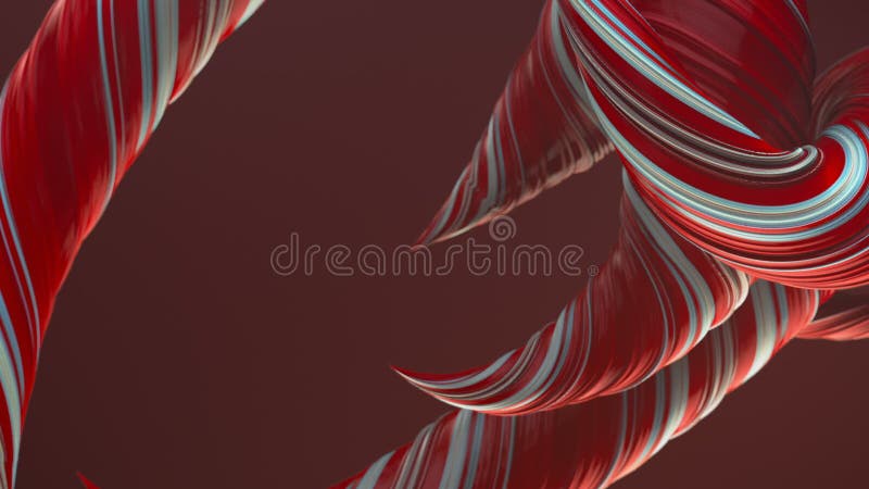 Red Colored Twisted Shapes. Computer Generated Abstract Geometric 3D ...