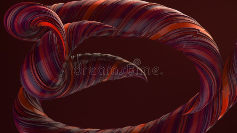 Red Colored Twisted Shapes. Computer Generated Abstract Geometric 3D ...