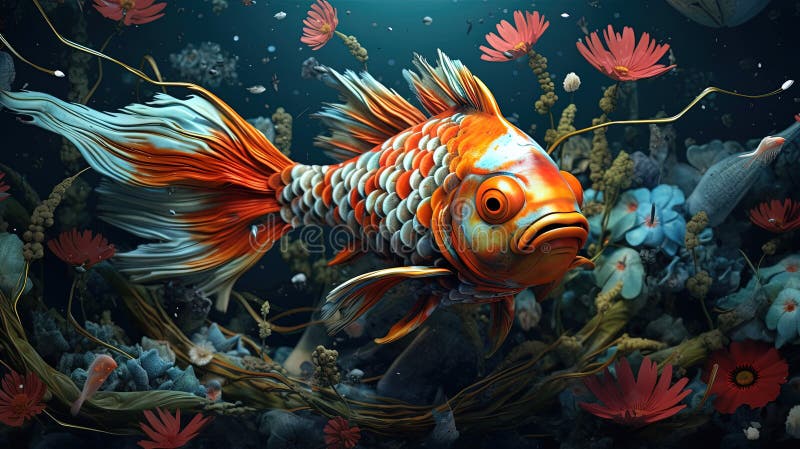 Red Colorful Fish "Koi Fish Illustration Photo Stock Illustration ...