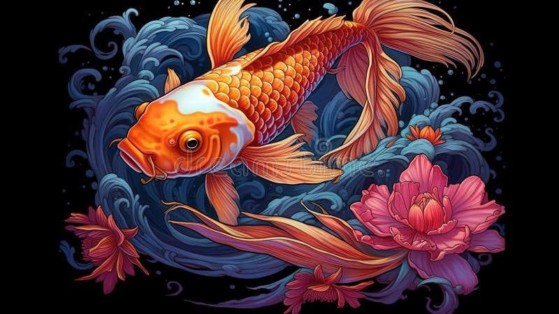 Red Colorful Fish "Koi Fish Illustration Photo Stock Illustration ...