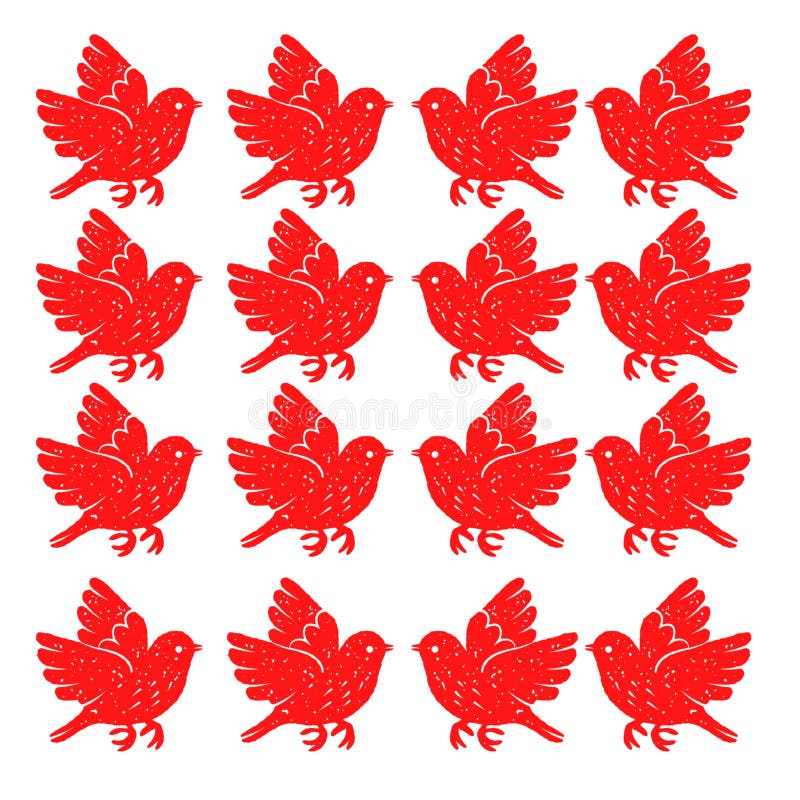 Red Colour Bird S Illustration Vector Pattern Design Stock Illustration ...