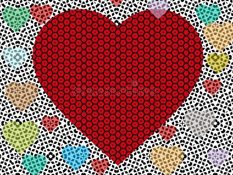 Red Colour Heart Shape Pattern Filled.with Supporting Heart Shapes in ...