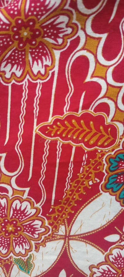 Red Colour of Indonesian Batik Stock Image - Image of batik, text ...