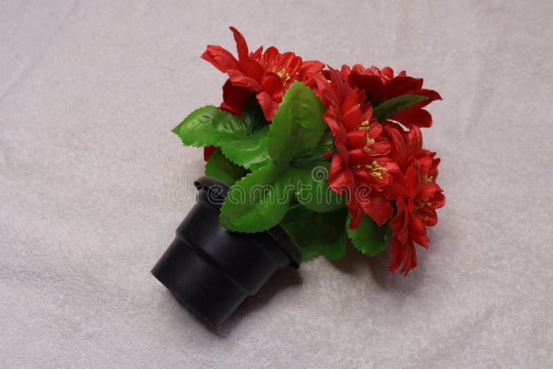 Red Colour Plastic Flower Isolated on White Background Stock Image ...