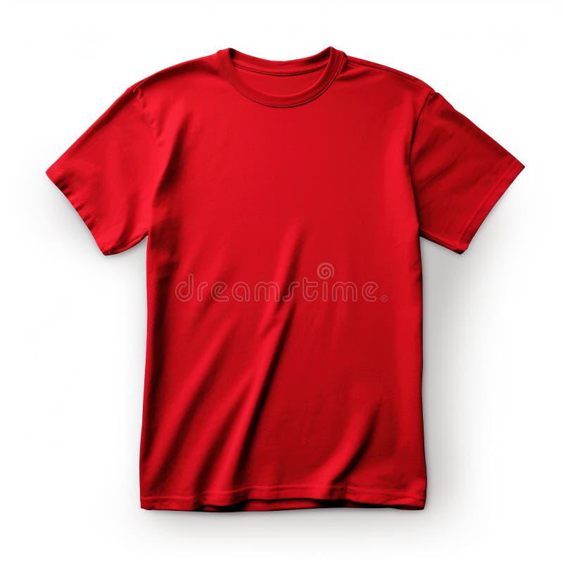 Red Colour Round Neck T-shirt, Front View Isolated on a White ...
