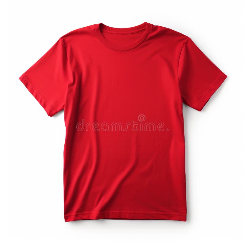 Red Colour Round Neck T-shirt, Front View Isolated on a White ...