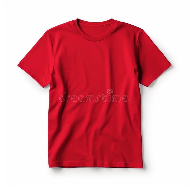 Red Colour Round Neck T-shirt, Front View Isolated on a White ...