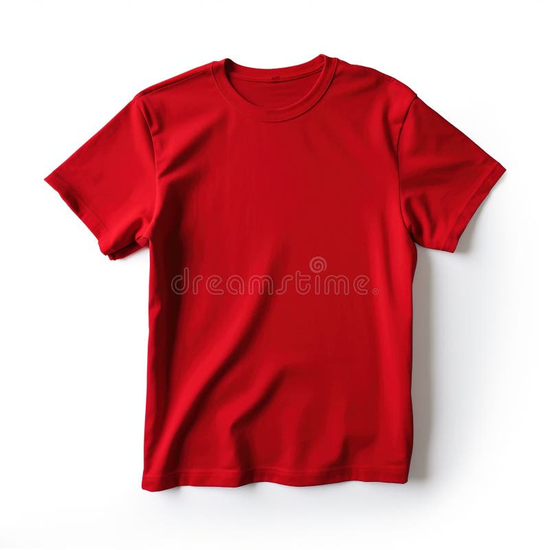 Red Colour Round Neck T-shirt, Front View Isolated on a White ...