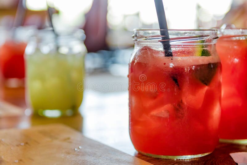 Red Coloured Fruit Juice Drink in a Restaurant Stock Image - Image of ...