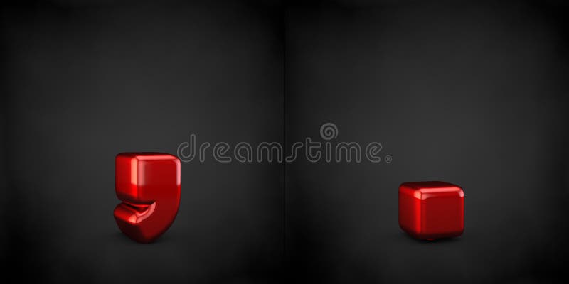 Red Coma and Point Symbols Isolated on Black Background Stock ...