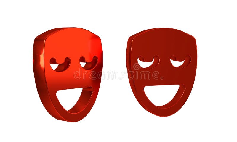 Red Comedy Theatrical Mask Icon Isolated on Transparent Background ...
