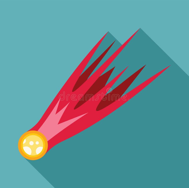 Red Comet Falling with Fire Tail in Space Stock Illustration ...