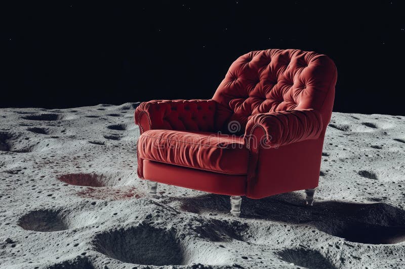 A Red Comfy Armchair on the Moon with Bumpy Surface Stock Illustration ...